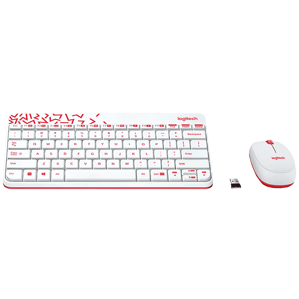 Buy logitech MK240 Wireless Keyboard & Mouse Combo (1000 DPI, Spill Resistant, White/Vivid Red ...